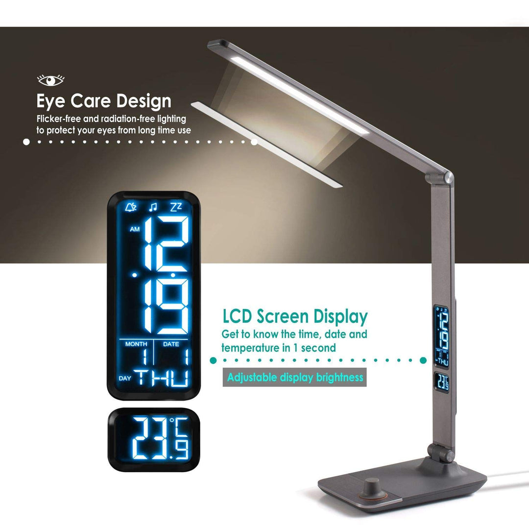 Aluminum LED Desk Lamp w/Display - Gray – INNOKA